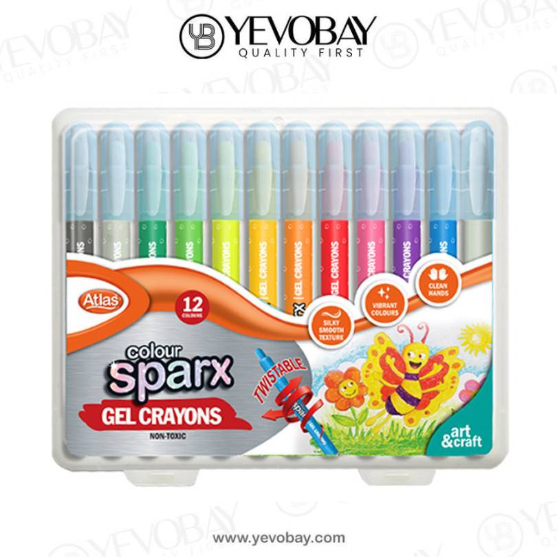 Atlas Color SPARX Gel Crayons 12 Colors | yevobay.com Sri Lanka