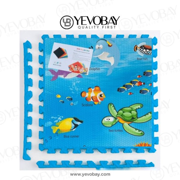 Eva Puzzle Play Mats - Sea Fish | Soft & Safe Play Area for Kids | Yevobay